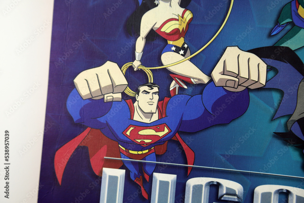 Comic magazine of Superman and The Justice League. Superman in action ...