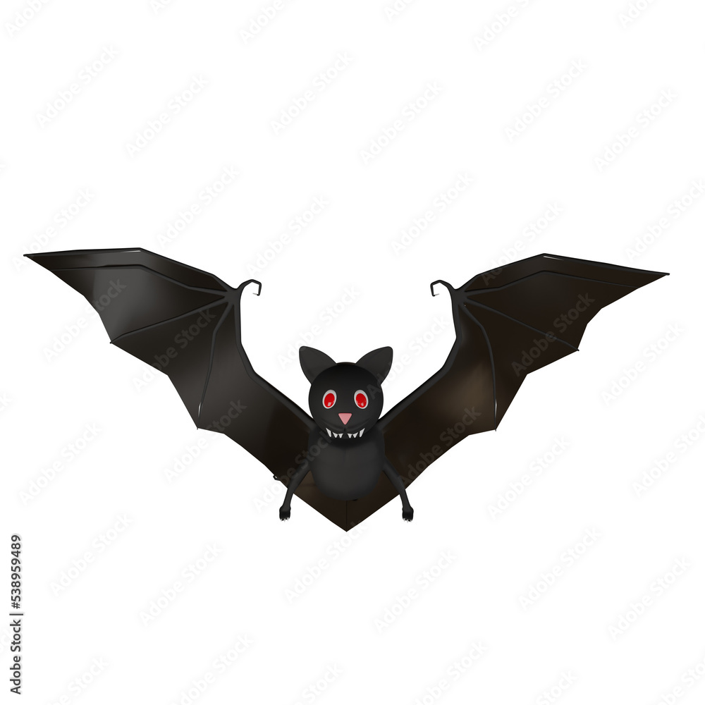Evil bat Flying. bat halloween background. Bat cartoon 3d render ...
