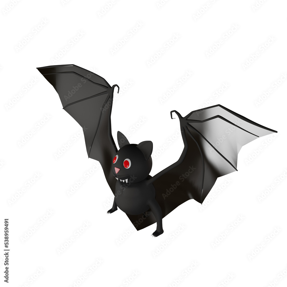 Evil bat Flying. bat halloween background. Bat cartoon 3d render ...