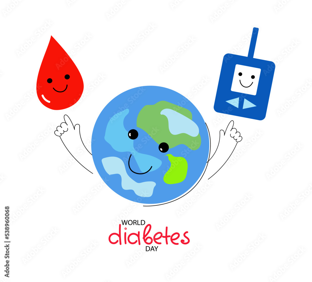 Social media poster, flyer template for World Diabetes day. Funny ...