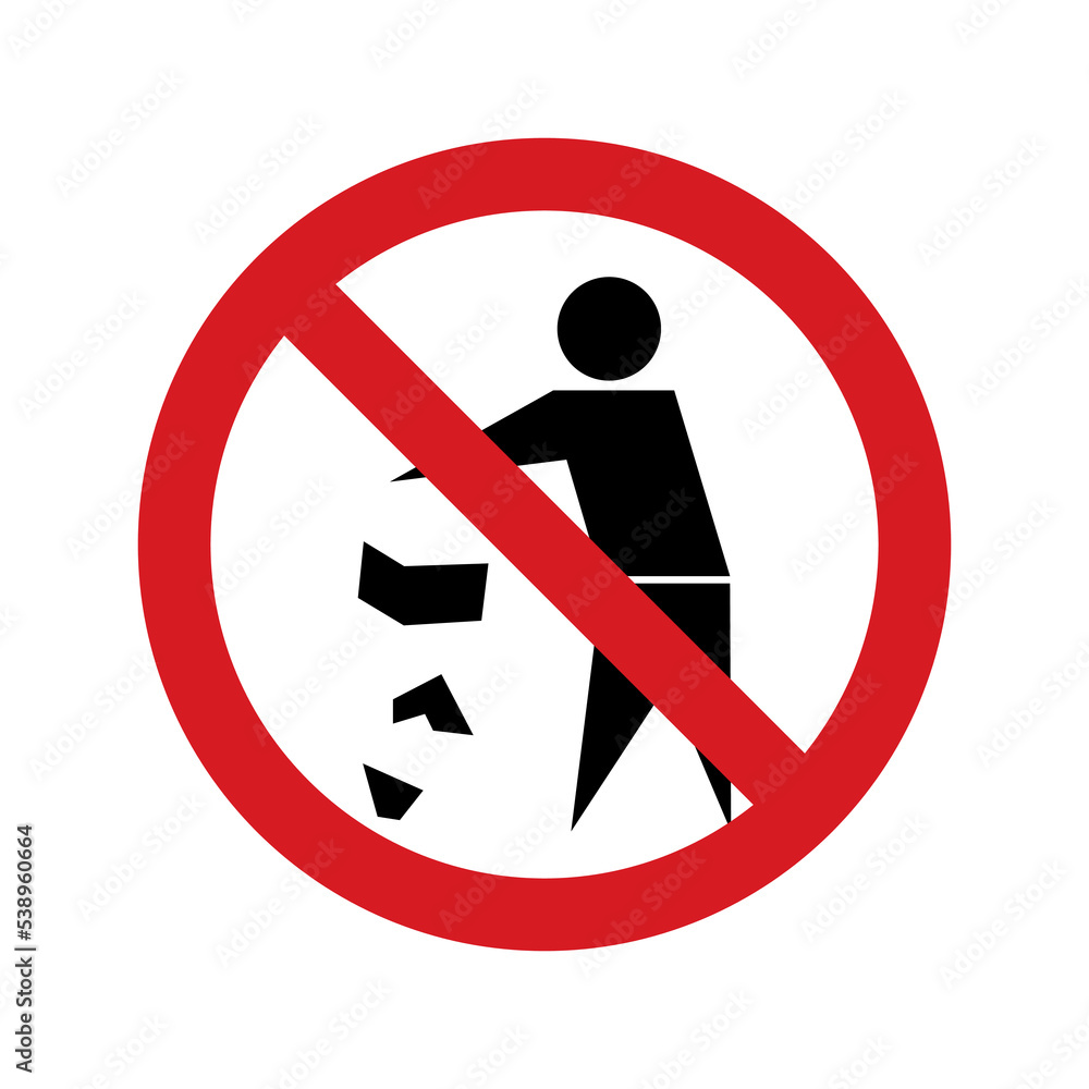 No littering sign vector isolated on white background. Do not litter ...