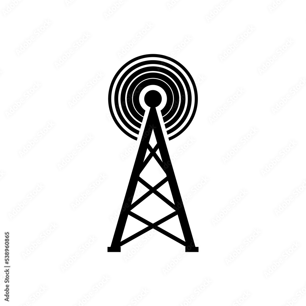 Transmitter icon on white background vector. Base transceiver station ...