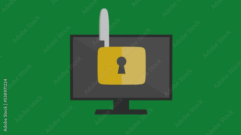Animated lock closing and protecting sensitive data in computer, 4k ...