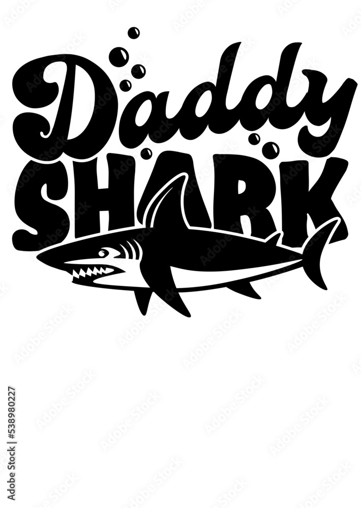 Daddy shark sign. Birthday party decoration. SVG image. Isolated on ...