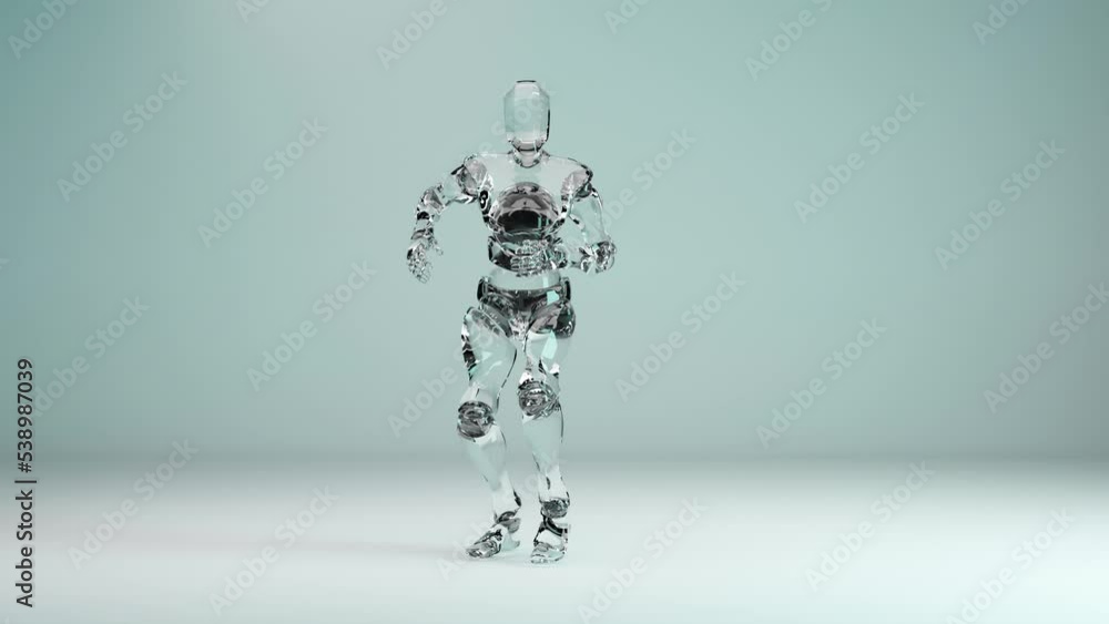 looping animation of glass robot dancing, House dance, robotic figure ...