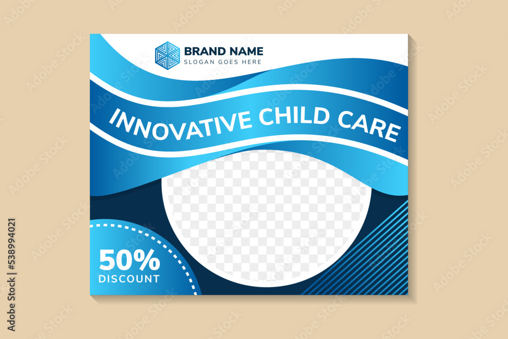Modern child care flyer, babysitter banner, day care brochure template ...