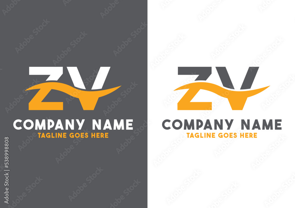 Letter ZV logo design vector template, ZV logo Stock Vector | Adobe Stock