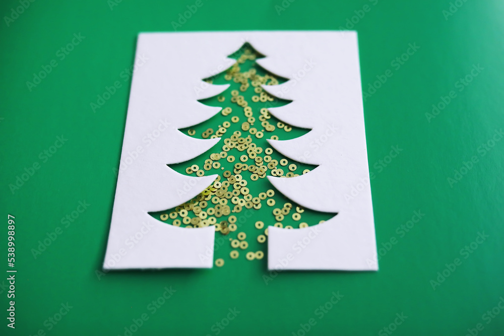 Christmas tree paper cutting design papercraft card. Stock Photo ...
