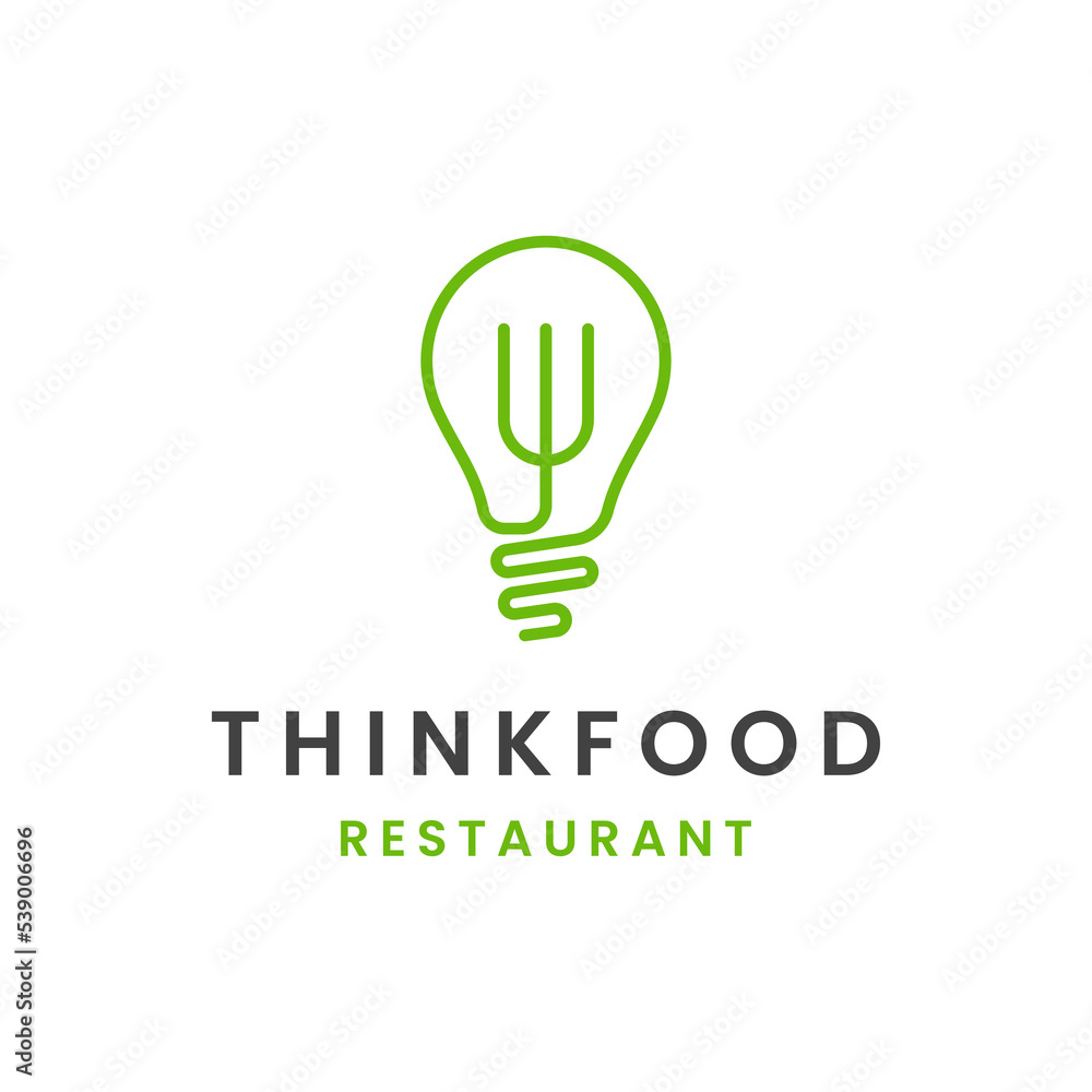 fork bulb food idea, smart food logo design inspiration Stock Vector ...
