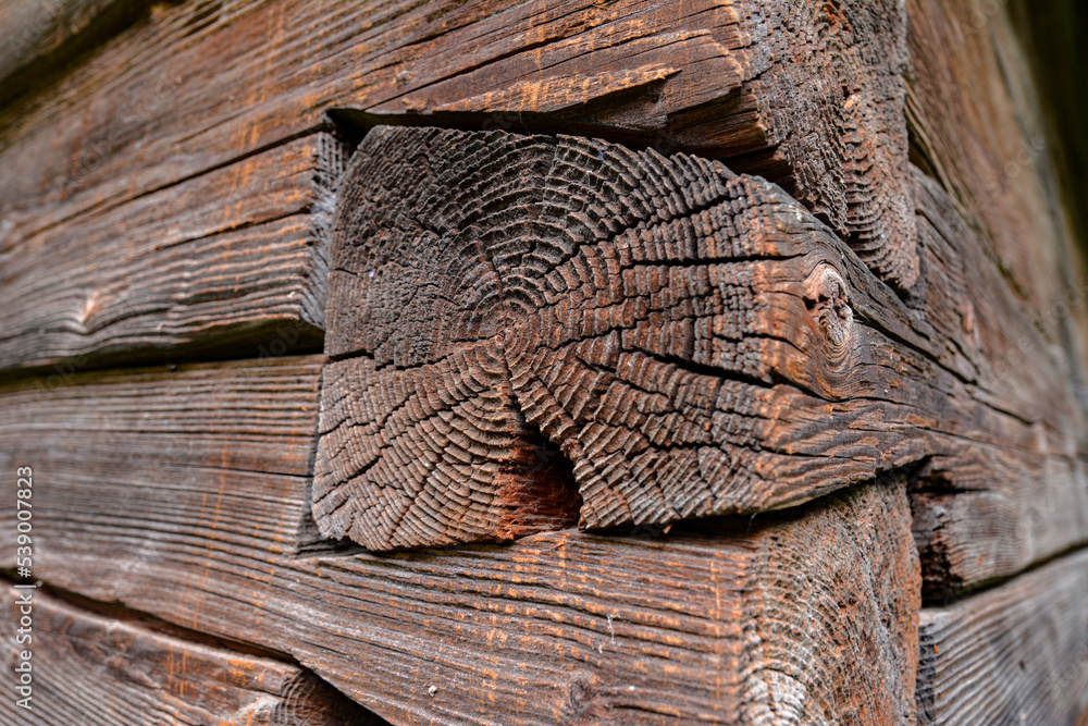old wooden wall made from logs pattern corner of the house Stock Photo ...