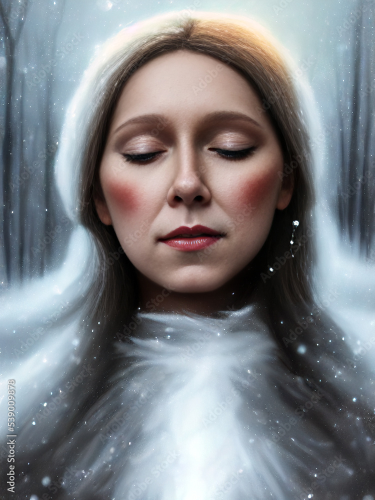 Christmas themed portrait of a beautiful girl with Christmas ornaments ...