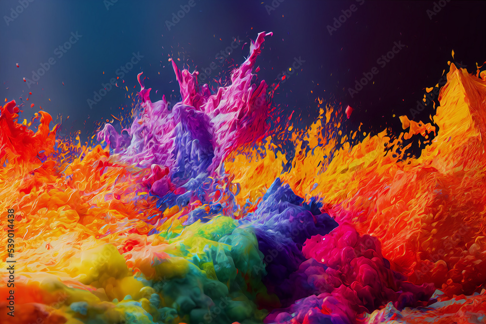 Splashes of paints, splashes of ink of different colors. Bright ...
