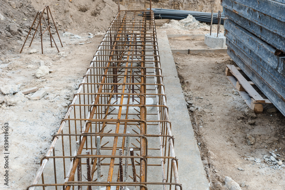 Monolithic foundation with metal reinforcement. Reinforcement ... Monolithic foundation with metal reinforcement. Reinforcement ...