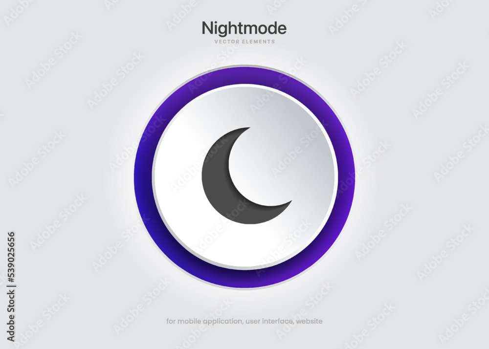 On and off toggle switch buttons. Light and Dark mode buttons. Day and ...