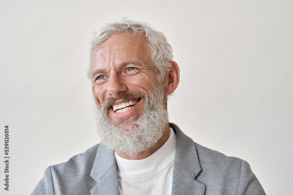 Happy older bearded business man leader executive laughing, smiling ...