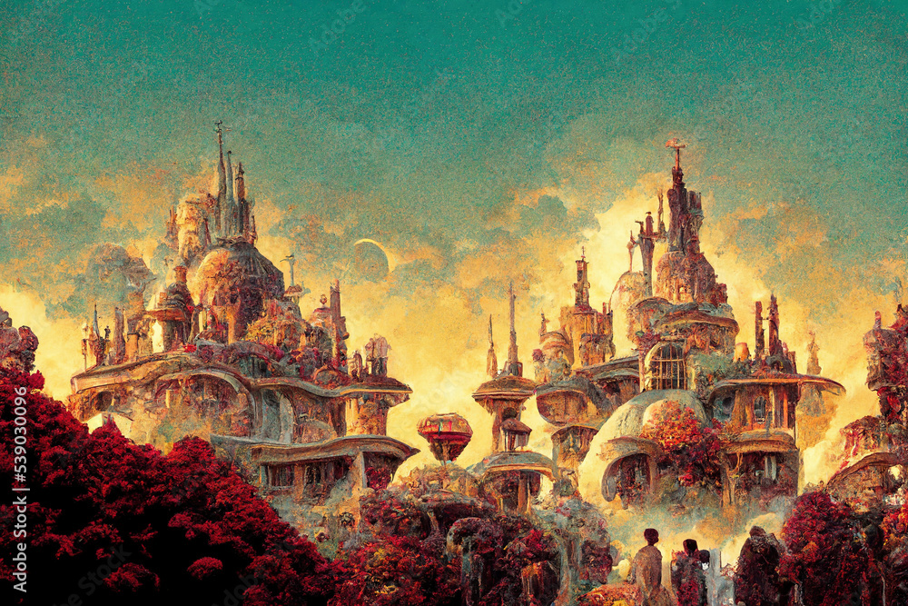 Beautiful vast fantasy Renaissance Palace Courtyard. AI created a ...