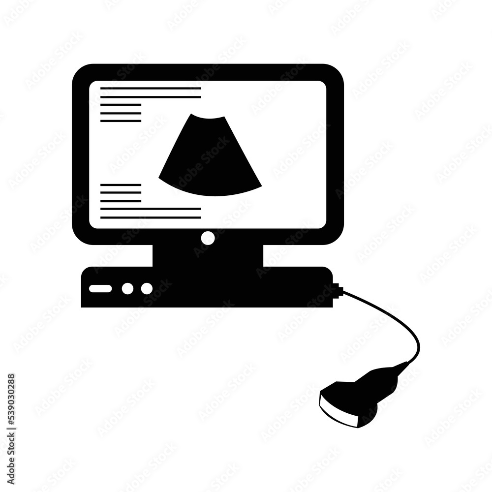 Ultrasound monitor probe device icon | Black Vector illustration ...