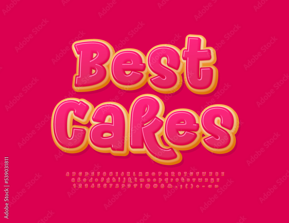 Vector advertising sign Best Cakes with handwritten cute Alphabet ...