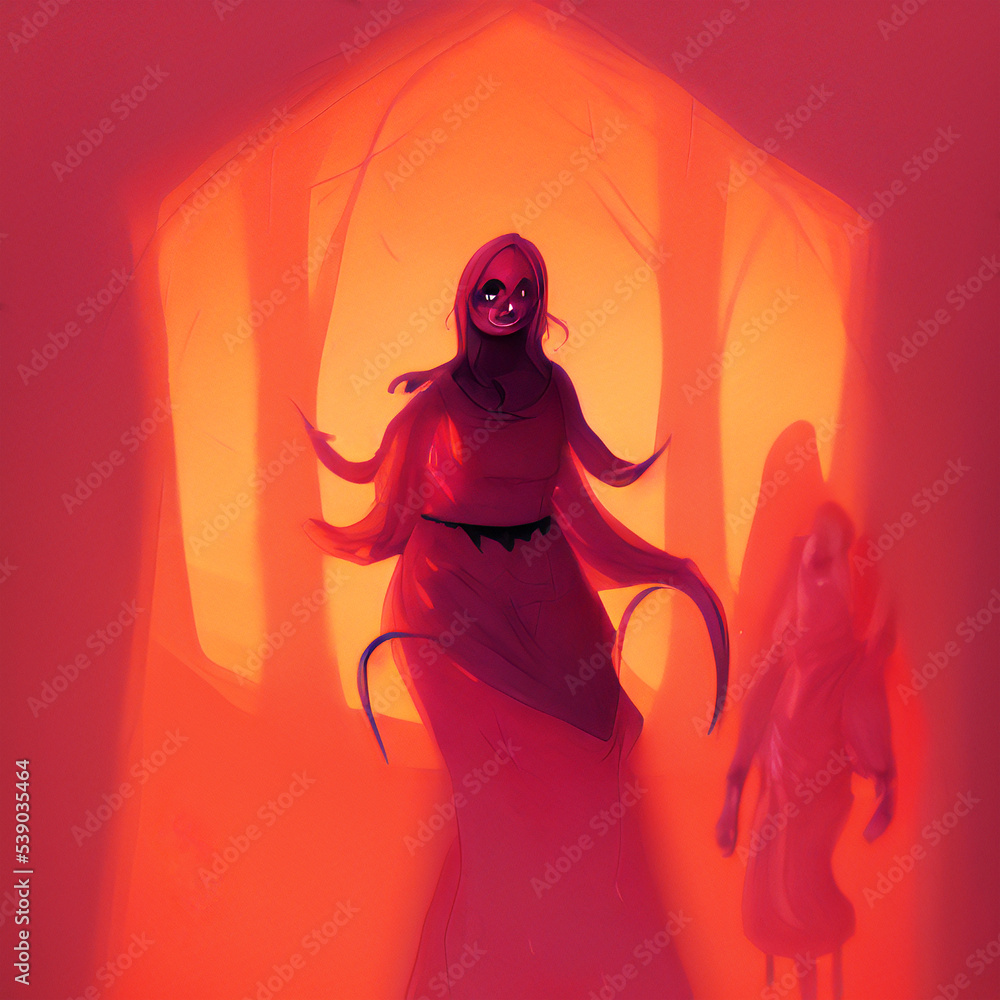 Ilustración digital de un fantasma de cuento infantil en la noche de ...