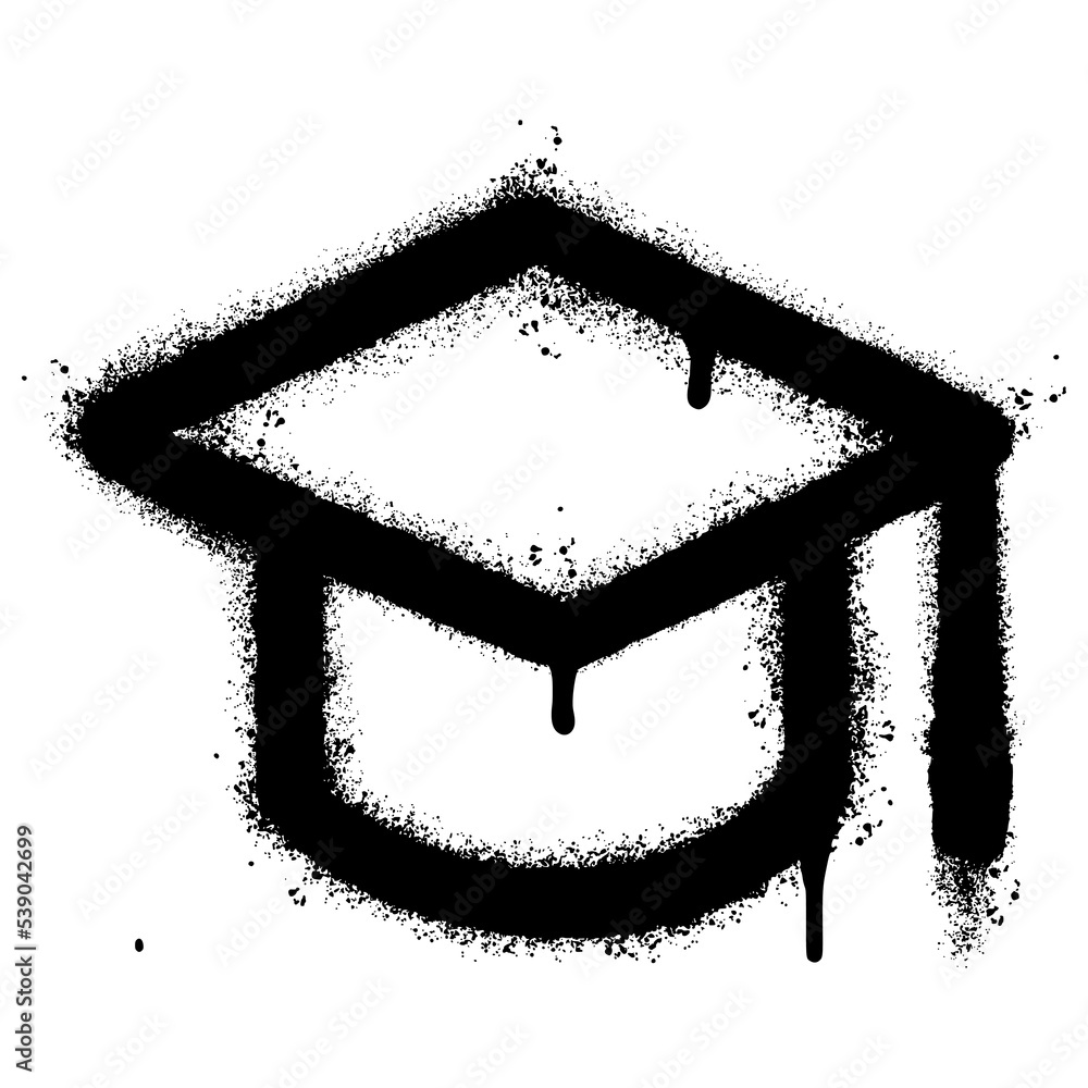 Spray Painted Graffiti Graduation Hat icon Sprayed isolated with a ...