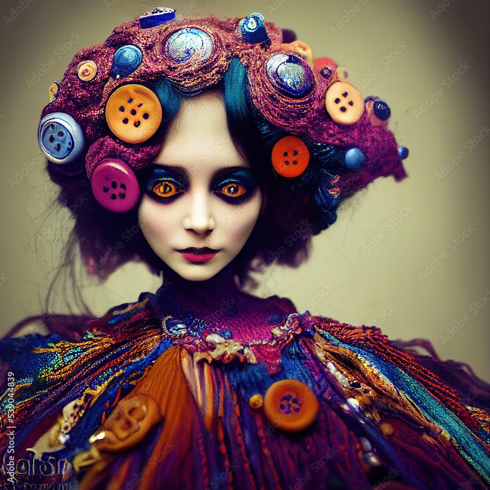 Psychedelic, beautiful, and creepy doll made out of yarn, felt and ...