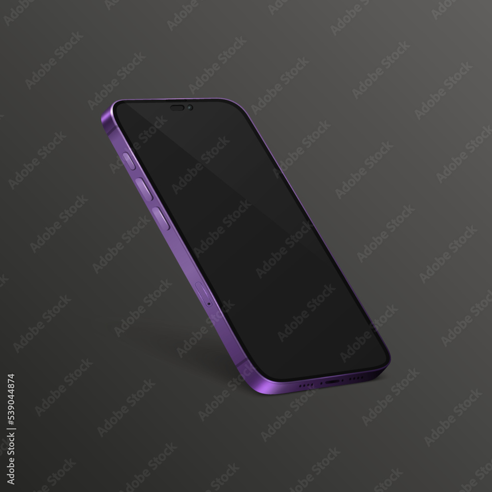 Vector 3d Realistic Purple Modern Smartphone Design Template with Black ...