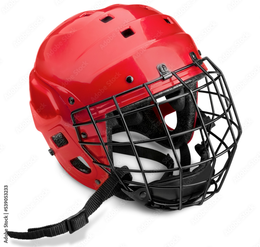 Red Ice Hockey Helmet with Cage, Isolated on Transparent Background ...