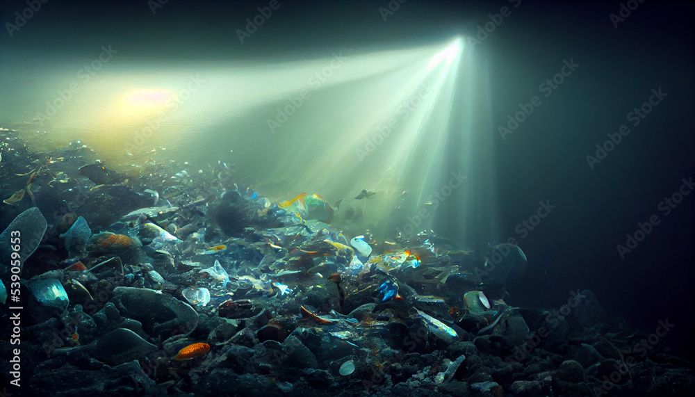 Ocean Floor Pollution Full of Trash and Plastic Waste, Plastic ...