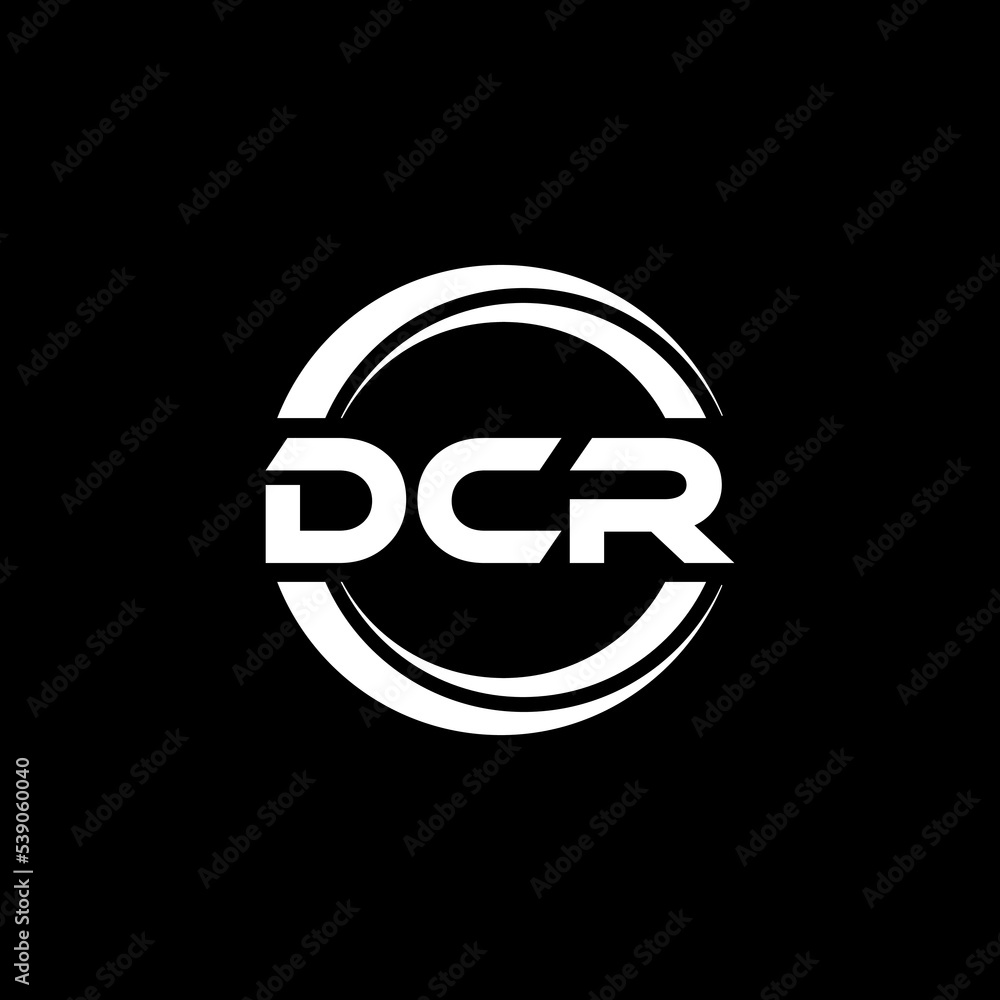 DCR letter logo design with black background in illustrator, vector ...