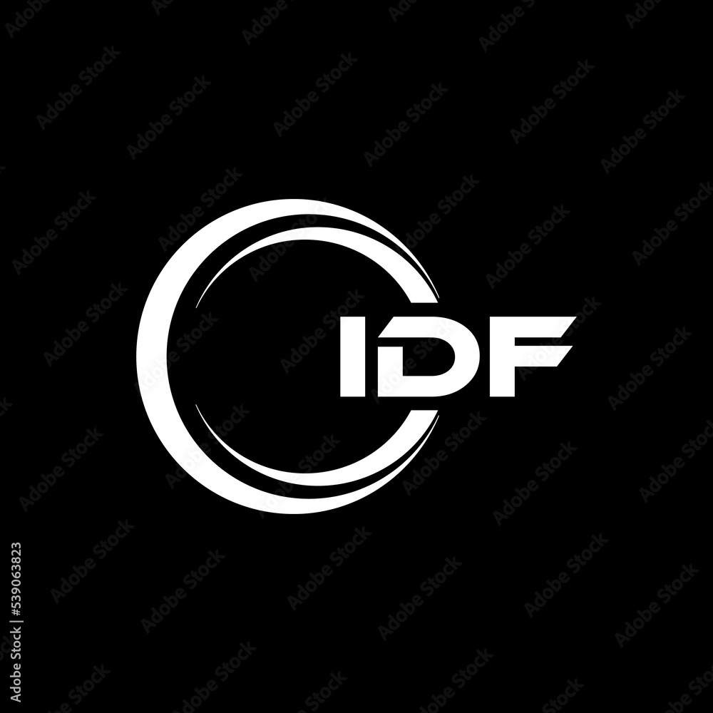 IDF letter logo design with black background in illustrator, cube logo ...
