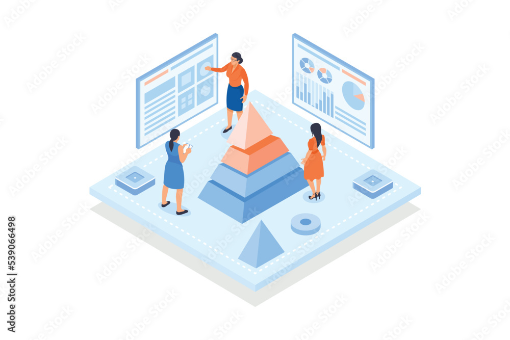 Conceptual template with scientists looking at cone divided into layers ...