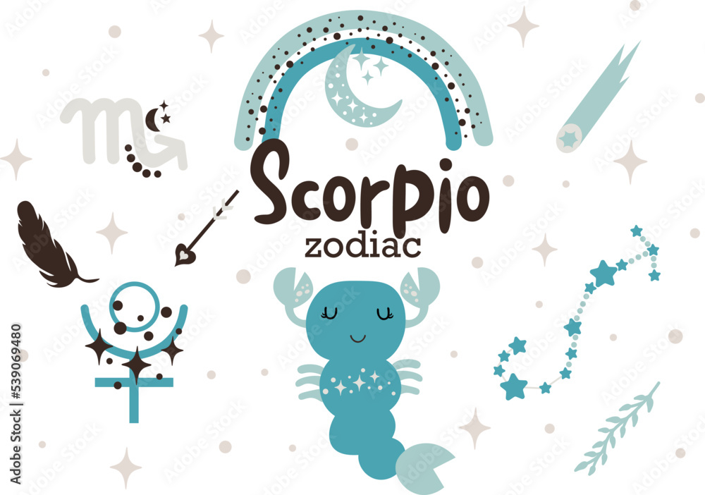 Scorpio zodiac sign clipart - cute kids horoscope, zodiac stars ...