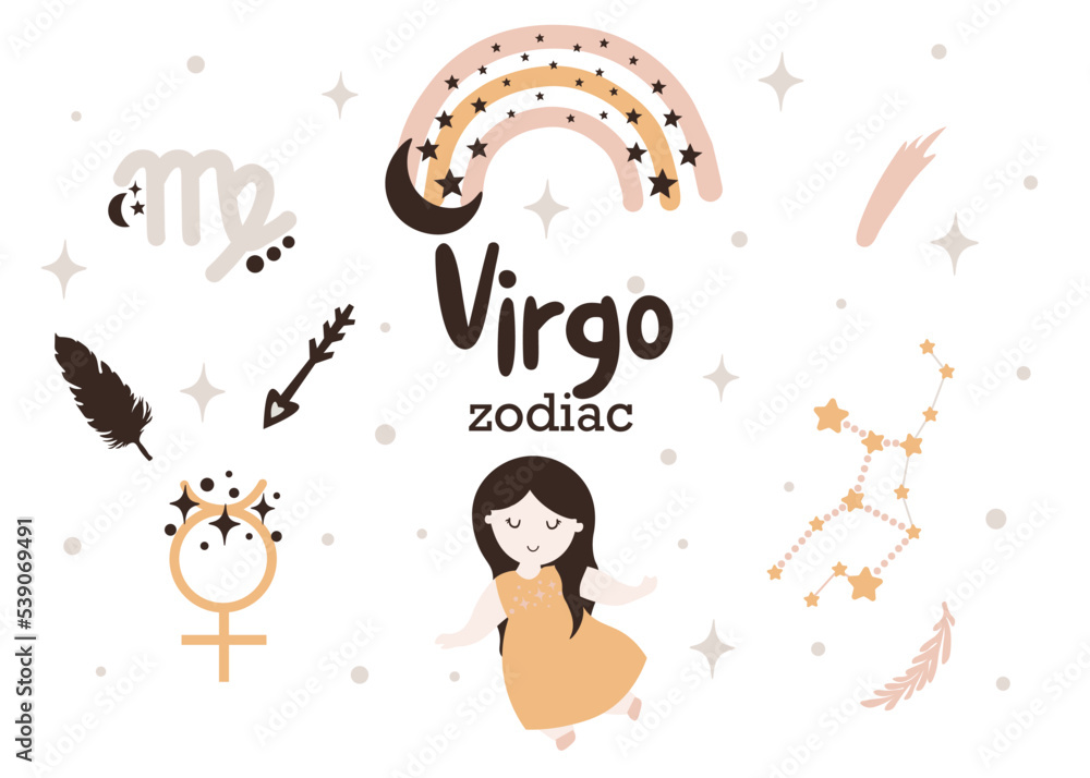 Virgo zodiac sign clipart - cute kids horoscope, zodiac stars ...