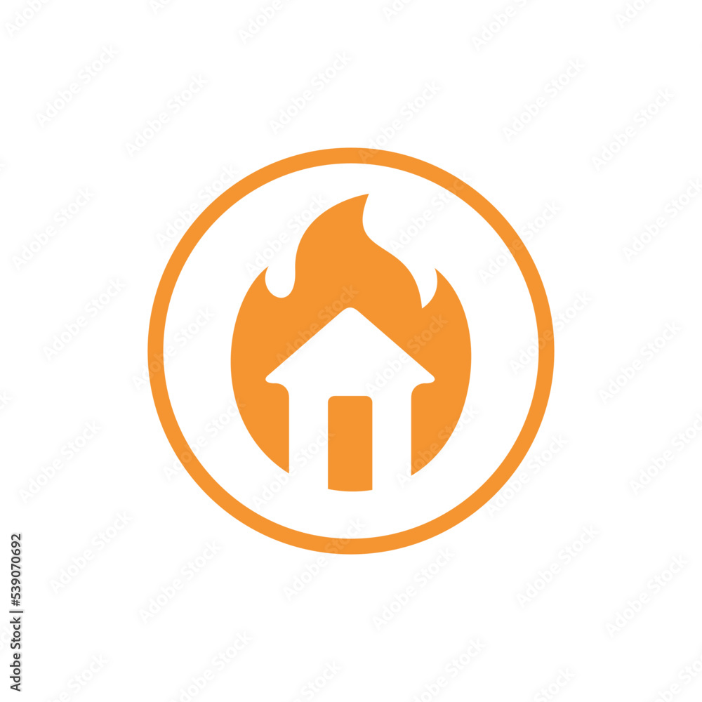 Fire house logo design vector, burning house icon Stock Vector | Adobe ...