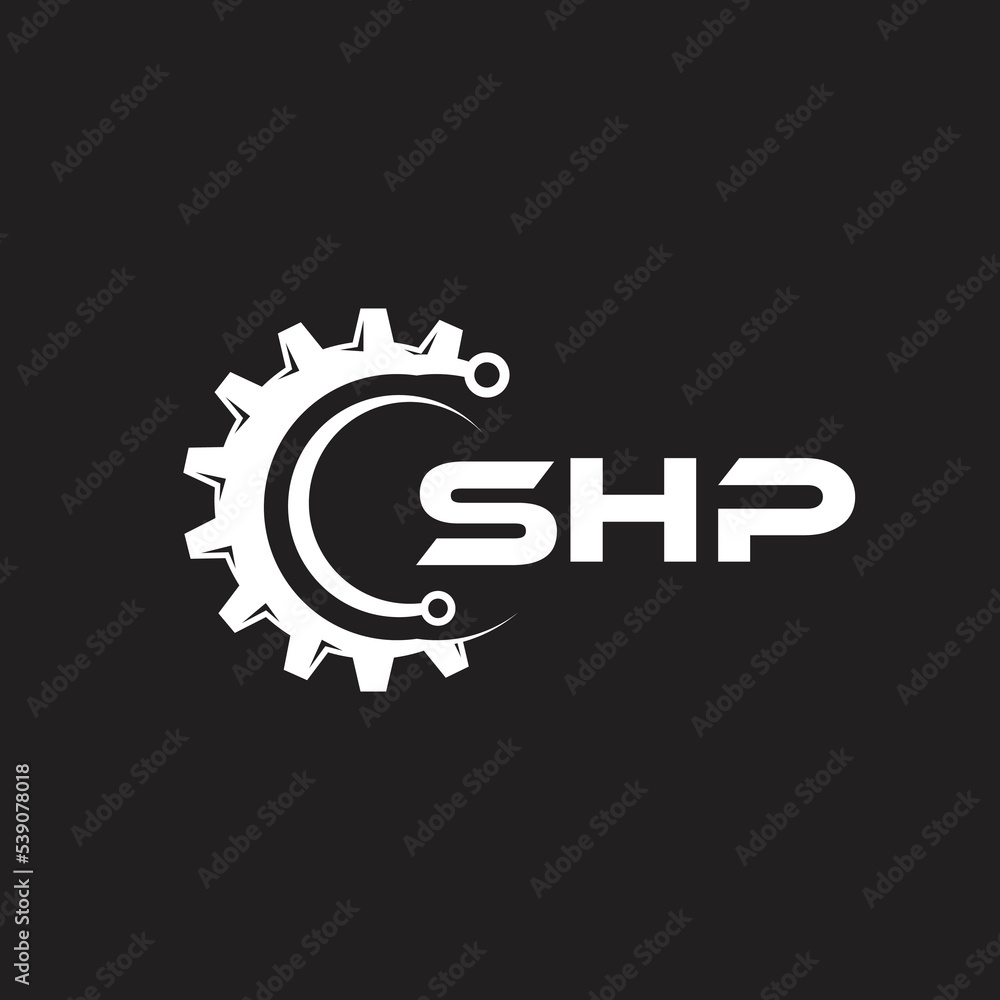 SHP letter technology logo design on black background. SHP creative ...