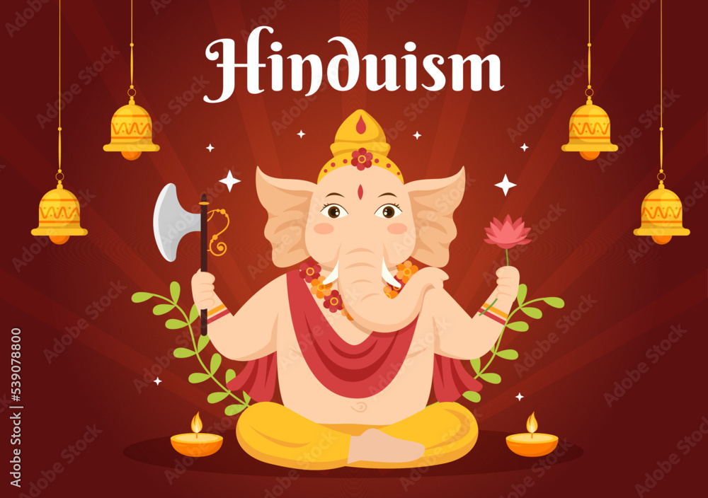 Hinduism of Various Indian God Flat background Cartoon Hand Drawn ...