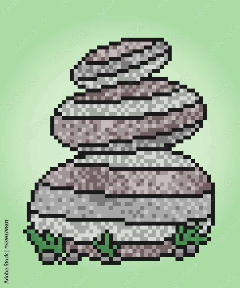 Vecteur Stock 8 bit pixel stone stack, in vertical view. for game ...