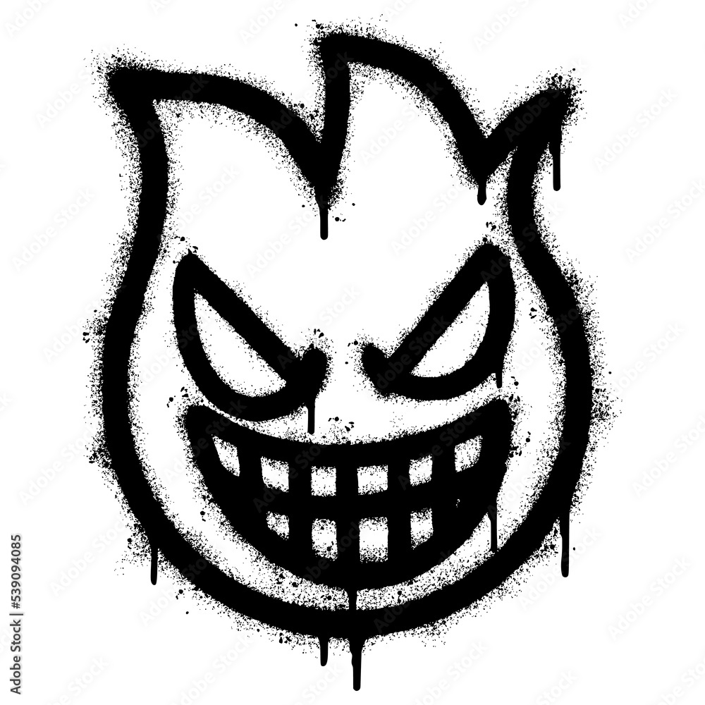 Graffiti angry face emoticon isolated with a white background. graffiti ...