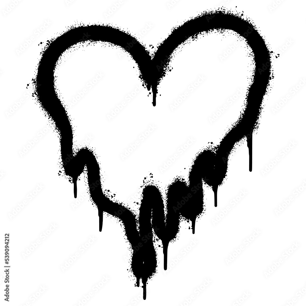 Spray Painted Graffiti melting heart icon Sprayed isolated with a white ...