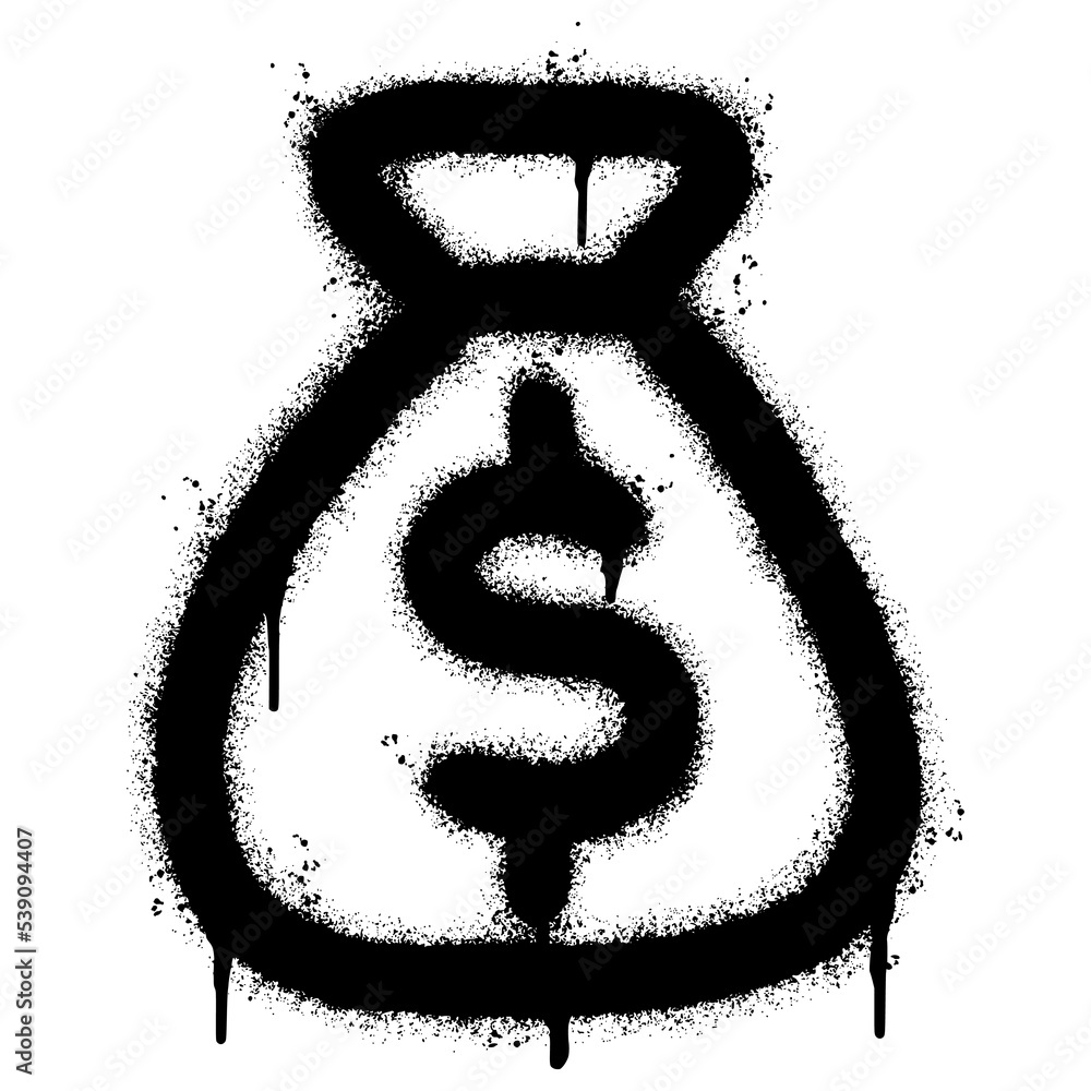 Spray Painted Graffiti Money Bag icon Sprayed isolated with a white ...