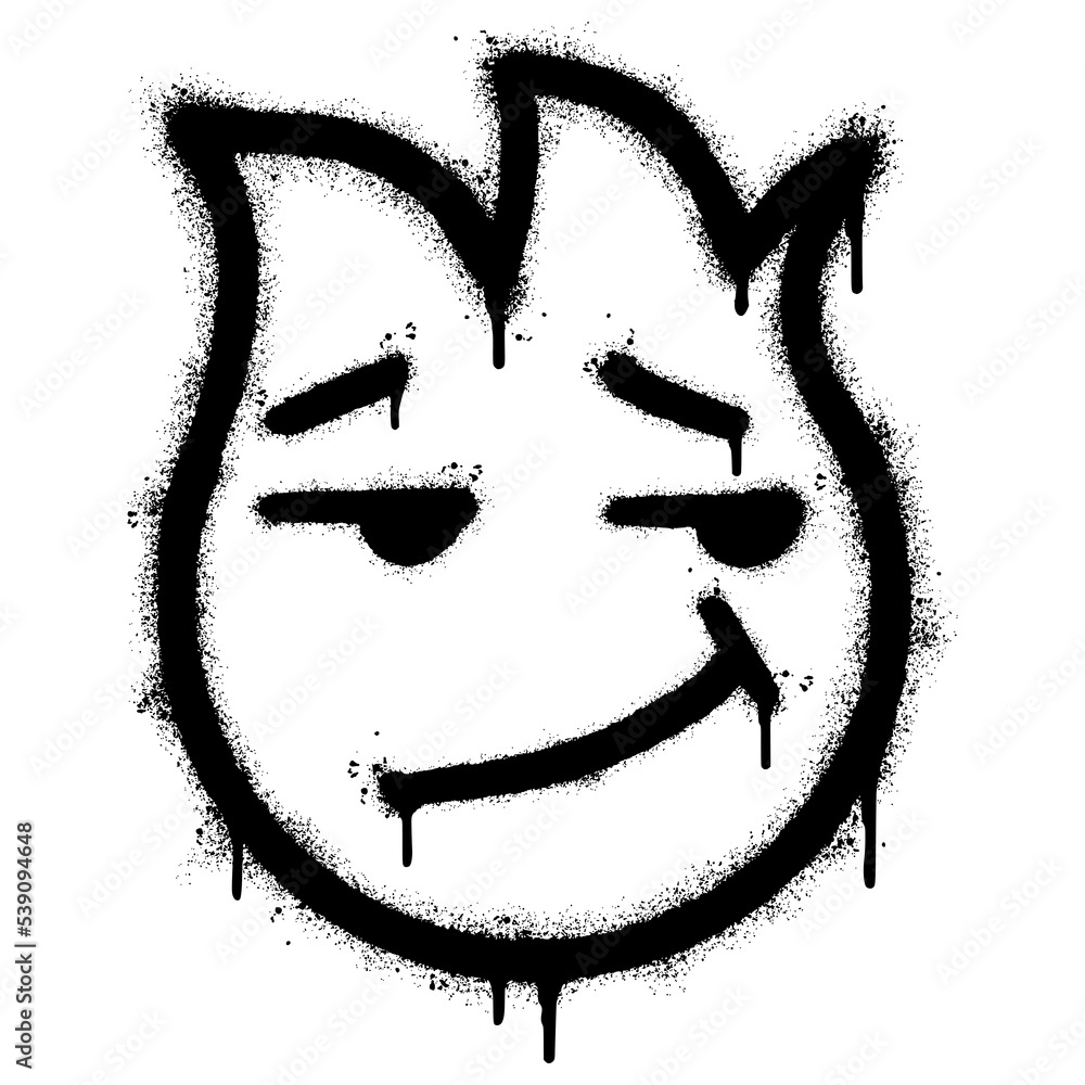 Graffiti emoticon cynical face isolated with a white background ...