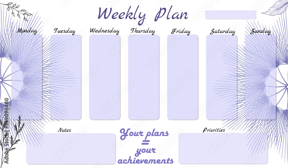 Weekly organizer, planner in pastel color with natural decor ...