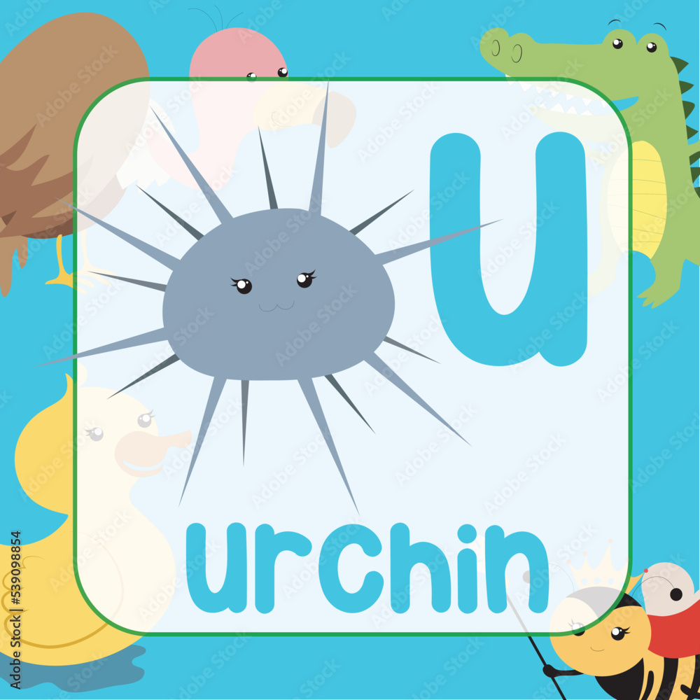 animals alphabet flashcard for toddlers. Learning card introducing ...
