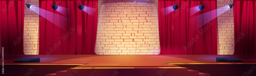 Stage for award ceremony, theater or studio scene for concert, music or ...