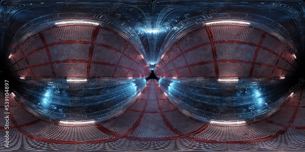 Futuristic Hdri interior with blue pink neon lights. 360 degree ...