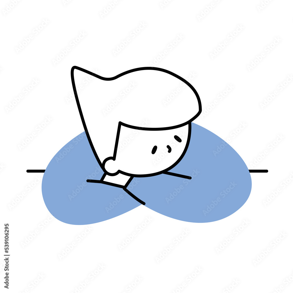 Vector illustration of a man with his face down on the desk. Stock ...