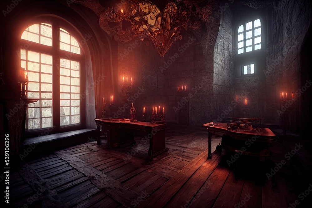 An atmospheric setting was created in an old vampire castle for games ...