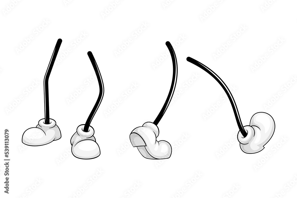 Comical Pair of Legs and Cartoon Feet in White Shoes Standing and ...