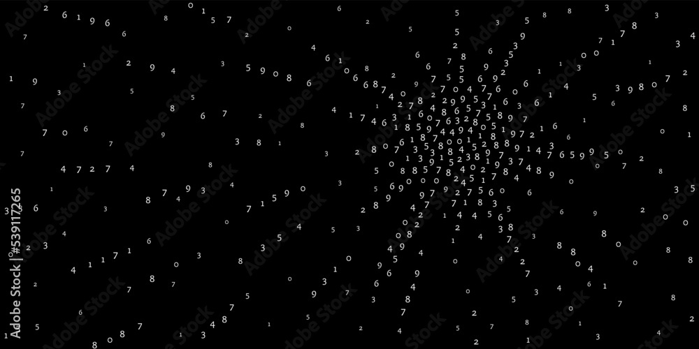 Falling numbers, big data concept. Binary white orderly flying digits ...