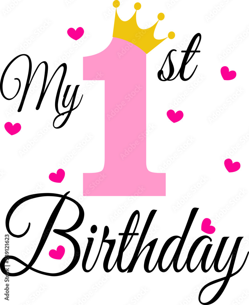 baby girl first birthday vector Stock Vector | Adobe Stock